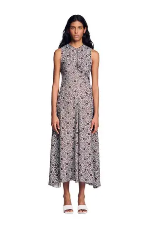 Sandro Daisy Print Maxi Dress - Brown