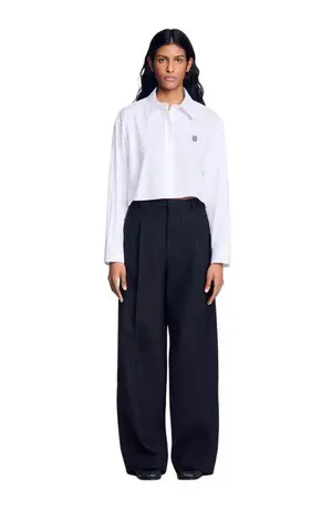 Sandro Striped Wide-leg Trousers