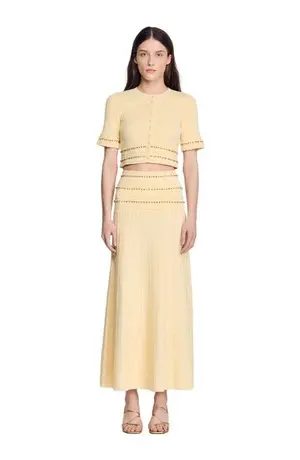 Sandro Cropped Cardigan With Tassels
