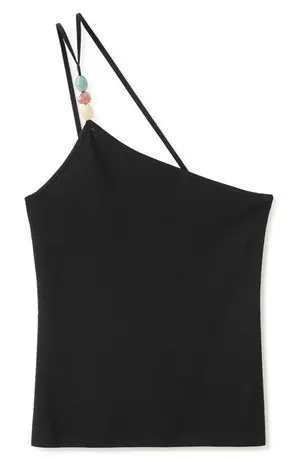 Mango Asymmetric Knit Top - Black