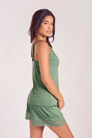 ICOLLECTION Sage Modal Chemise And Short Set