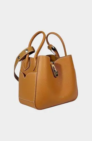 MI BOLSA LONDON Genuine Pebble Leather Shoulder Bag