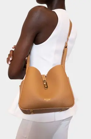 MI BOLSA LONDON Genuine Pebble Leather Shoulder Bag