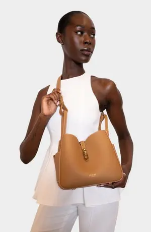 MI BOLSA LONDON Genuine Pebble Leather Shoulder Bag