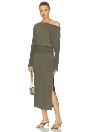Simkhai Janese Midi Dress In Olive - Sea Turtle