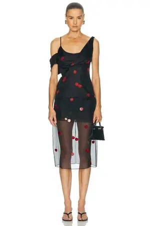 Monse Printed Silk Scarf Top - Black Multi