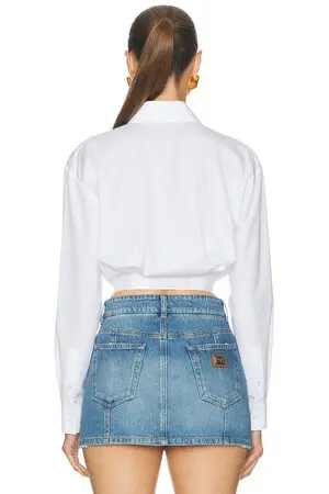 Dolce & Gabbana Cropped Poplin Button-up Top - Optical White