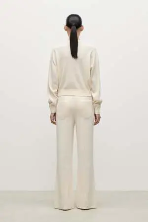 Victoria Beckham Alina Wide Leg Knit Trousers - Ivory