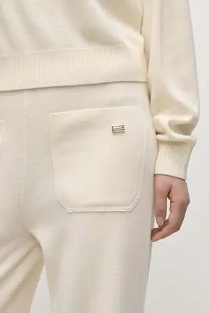Victoria Beckham Alina Wide Leg Knit Trousers - Ivory
