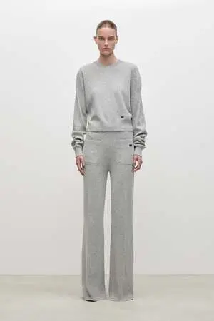 Victoria Beckham Alina Knitted Trouser - Light Grey