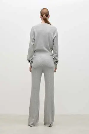 Victoria Beckham Alina Knitted Trouser - Light Grey