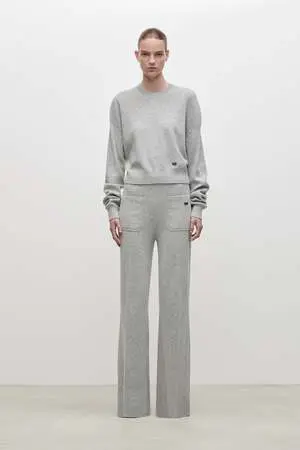 Victoria Beckham Alina Knitted Trousers - Light Grey