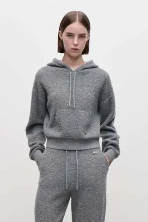 Victoria Beckham Merino Wool & Cashmere Hoodie - Mid Grey