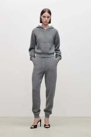 Victoria Beckham Merino Wool & Cashmere Hoodie - Mid Grey