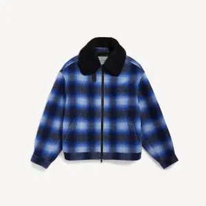 Balenciaga Flannel Bomber Jacket - Blue