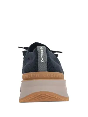 Brunello Cucinelli Wool Knit Sneakers With Leather Trim