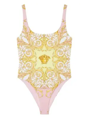 Versace Barocco Print One Piece Swimsuit - Pink
