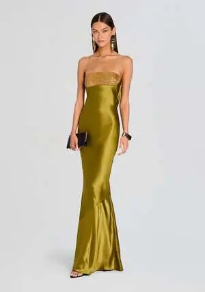 Retrofete Graziella Embellished Strapless Gown - Basil