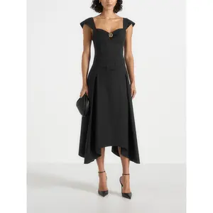 Manière De Voir Maniere De Voir Cotton Corset Midi Dress - Black