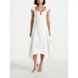 Manière De Voir Maniere De Voir Cotton Corset Midi Dress - White