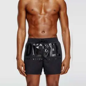 DIESEL® Mid-length Swim Shorts With Maxi Logo - Black