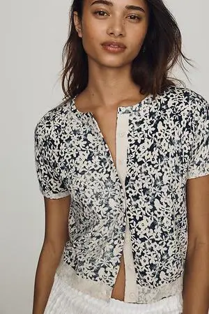 Anthropologie Short-sleeve Cardigan - Navy