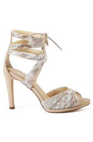 ELIZEE Ametista Sandal Leather Platform Heels - Creme Python