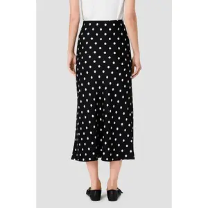 French Connection Ennis Polka Dot Satin Midi Skirt - Black/white