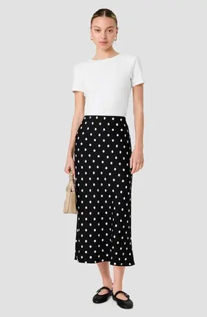 French Connection Ennis Polka Dot Satin Midi Skirt