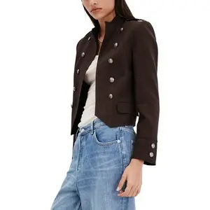 Mango Military Linen Jacket - Chocolate
