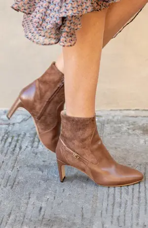 ELIZEE Cora Bootie Leather Ankle Boots - Brown