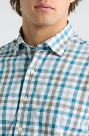 Johnnie-o Cay Everyday Performance Exploded Gingham Button-up Shirt - White