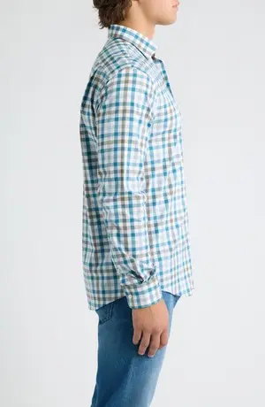 Johnnie-o Cay Everyday Performance Exploded Gingham Button-up Shirt - White