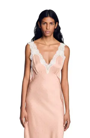 Sandro Rhinestone Lingerie-style Dress