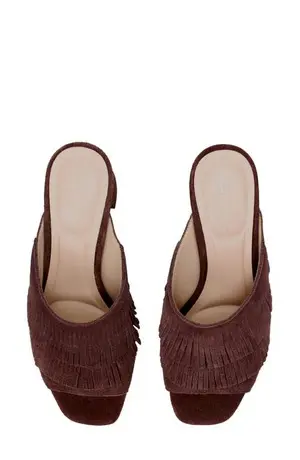 Pelle Moda Fringe Studded Block Heel Sandal - Espresso