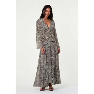 NICHOLAS NICHOLAS Polka Dot Viscose Georgette Maxi Dress Graphic Zebra
