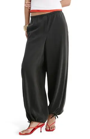 Mango Elastic Waist Baggy Wide Leg Pants - Black