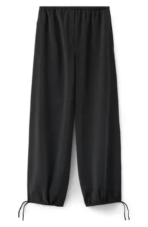 Mango Elastic Waist Baggy Wide Leg Pants - Black