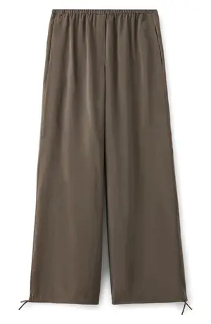Mango Elastic Waist Baggy Wide Leg Pants - Chocolate
