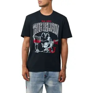 True Religion Groovy Buddha Embroidered Cotton Graphic T-shirt - Jet Black