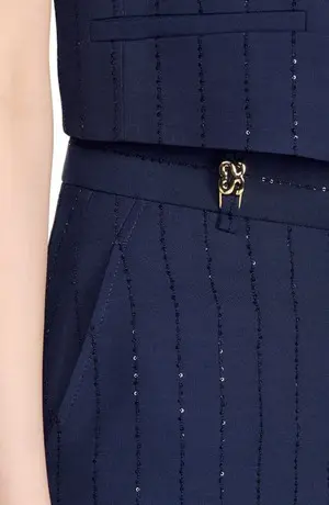 Sandro Striped Sequin Skort