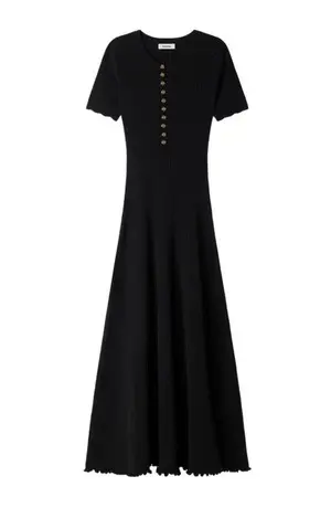 Sandro Ribbed Knit Maxi Dress
