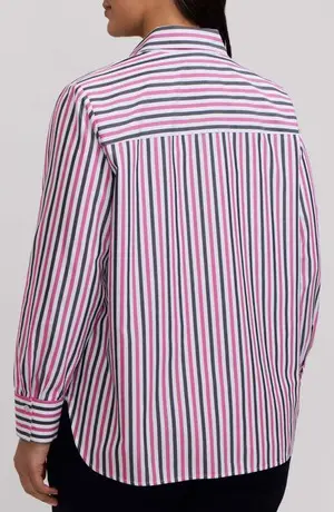 Foxcroft Meghan Stripe Cotton Button-up Shirt