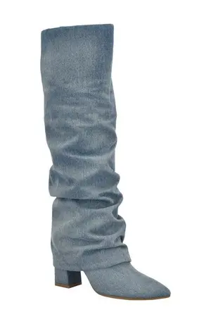 Guess Geima Pointed Toe Slouch Foldover Boot - Medium Blue