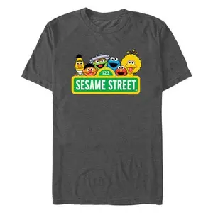 SESAME STREET® Sign Classic Group Portrait Short Sleeve Graphic T-shirt - Charcoal Heather