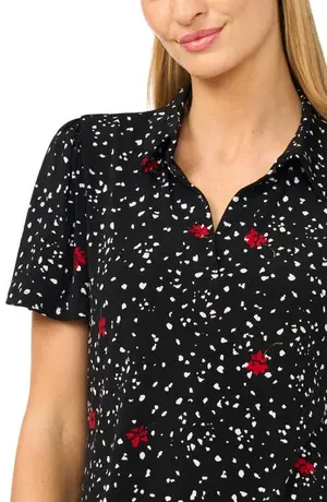 CECE DUPRAZ Short Sleeve Print Knit Polo Dress