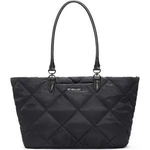 Mz Wallace Medium Madison East/west Quilted Nylon Tote - Black