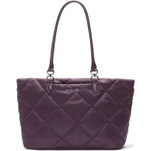 Mz Wallace Medium Madison East/west Quilted Nylon Tote - Raisin