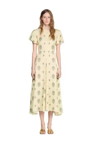 Sandro Paisley Print Maxi Dress - Light Yellow