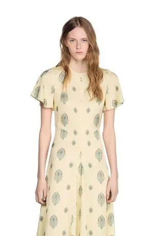 Sandro Paisley Print Maxi Dress